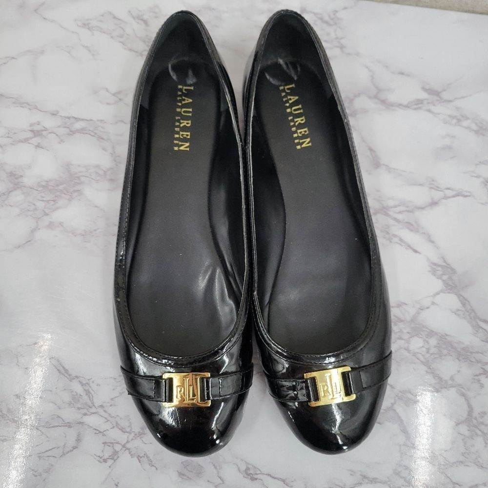 Lauren Ralph Lauren Ashby Black Patent Ballet Flats G… - Gem
